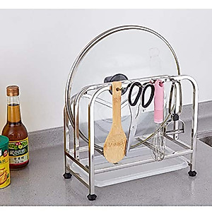 DRNKS Pot Rack Stainless Steel Pan Cover Shelf Free Punching Board with Water Tray Kitchen Storage Rack Applicable to kitchen stove