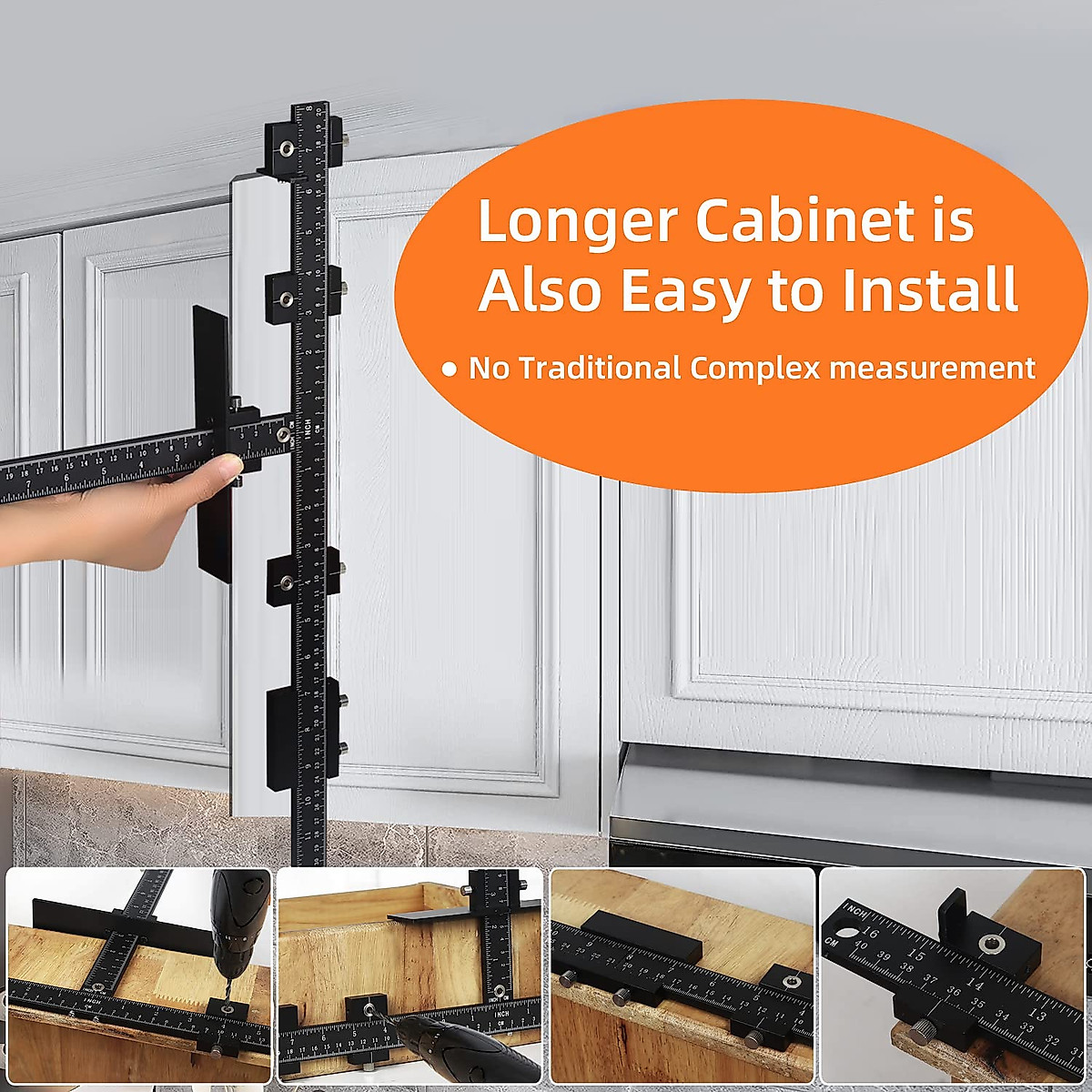 Cabinet Hardware Jig, Adjustable Drill Guide Template Tool with Extensions for Oversized Handles, Accurate for Door Drawer Front Knobs Handles and Pulls,All Aluminum Alloy
