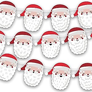 The Heritage Press 10ft Santa Claus Banner Double Sided Christmas Home Decoration Party Bunting Pack - Santa Claus Hanging Garland - 10ft Long - 16 Flags