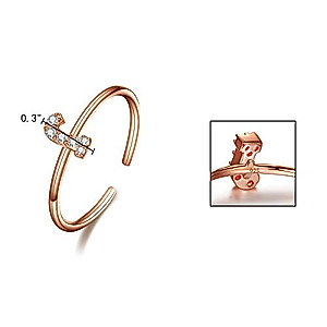 EleQueen 14K Rose Gold Plated Stackable Initial Letter J Ring 925 Sterling Silver Alphabet Ring Fashion for Women Girls