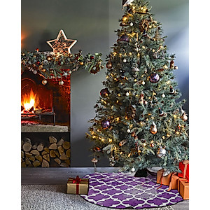 Christmas Tree Skirt 48 Inches Large Christmas Skirt Tree, Purple Ombre Tree Skirt Christmas Decorations for Fireplace Party Holidays Indoor Outdoor Modern Morocco Geometric Abstract Oil Painting