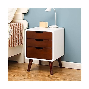Nightstands Nightstand Modern Wooden Bedside Table 3 Storage Drawer End Table Nordic Bedside Dresse Simple 40x37x52 Cm Bedside Cabinet Well Made
