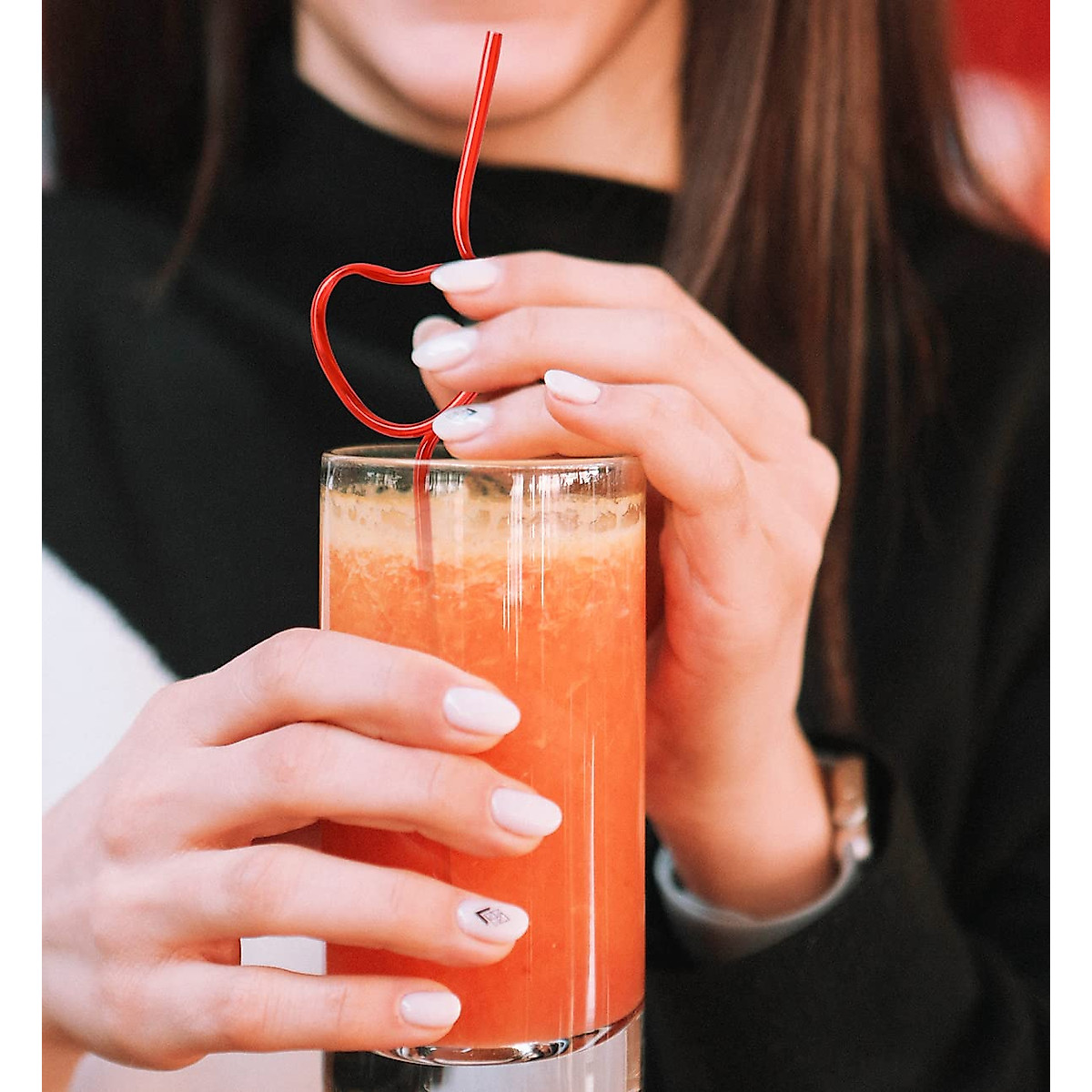 36PCS Heart Shaped Drinking Straws Krazy Loop - Valentines Day Party Supplies Decorations