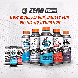 Gatorade Zero With Protein, 10g Whey Protein Isolate, Zero Sugar, Electrolytes, 3 Flavor Variety Pack, 16.9 Fl Oz, 12 Pack