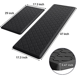 Kitchen Mat [2 PCS] Cushioned Anti-Fatigue Floor Mat, Waterproof Non-Skid Ergonomic Comfort Foam Rugs, Standing Mat for Kitchen, Floor,Office, Sink, Laundry(Black)