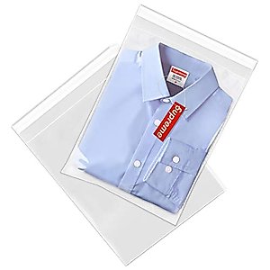 SPARTAN INDUSTRIAL - 12" X 15" (200 Count) Crystal Clear Resealable Polypropylene Poly Bags for Packaging, Clothing & T Shirts - Self Seal & Reinforced