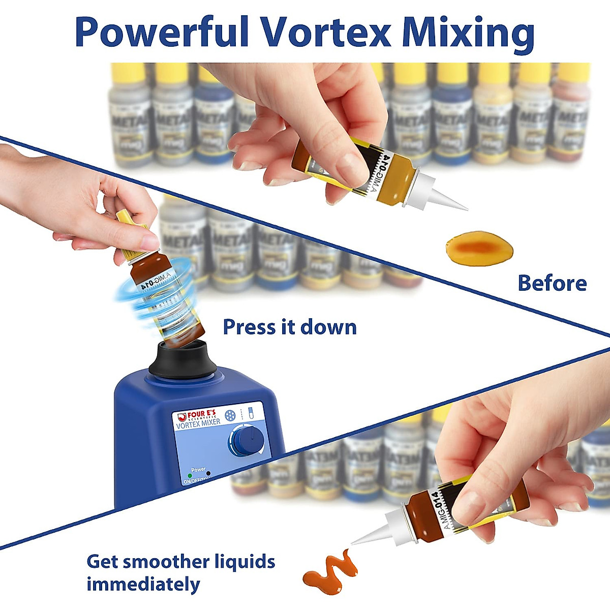 FOUR E'S SCIENTIFIC Laboratory Vortex Mixer with Platform Pad for Test Tubes and Small Vessels