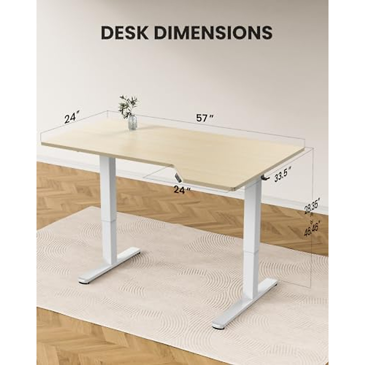 ErGear L Shaped Height Adjustable Electric Standing Desk 57" Corner Standing Desk Sit Stand Desk with Splice Board Ergonomic Desk Home Office Desk Computer Workstation, Natural