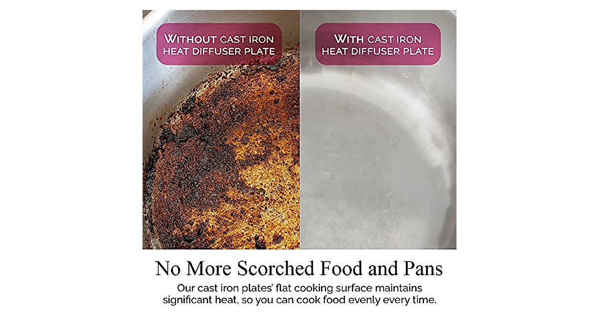 Cast Iron Heat Diffuser for Gas & Electric Stoves – 2 Sizes Included