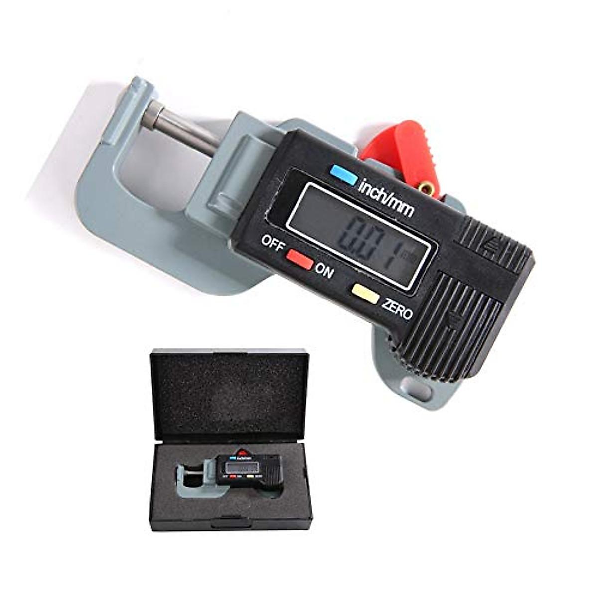 Digital Thickness Gauge, Mini Horizontal Electronic Thickness Meter Micrometer, 0-12.7mm Range, 0.02mm Accuracy, 0.01mm Resolution, for Paper, Jewelry, Pearl, Leather