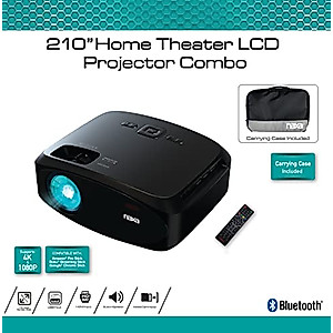 Naxa Electronics NVP-3003C 210″ Home Theater LCD Projector Combo with Remote and Case, HDMI x 2, USB 2.0, MicroSD Support, AV in, 3.5mm Headphone, Black (NVP-3003C)