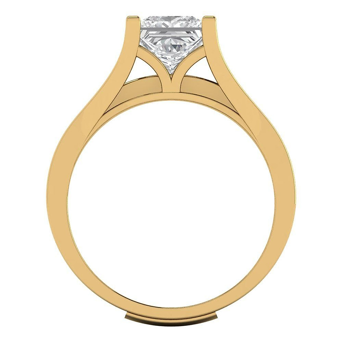 2.28 ct Princess Cut Clear Simulated Diamond 14k Yellow Gold Solitaire W/Accents Wedding Engagement Promise Ring size 5