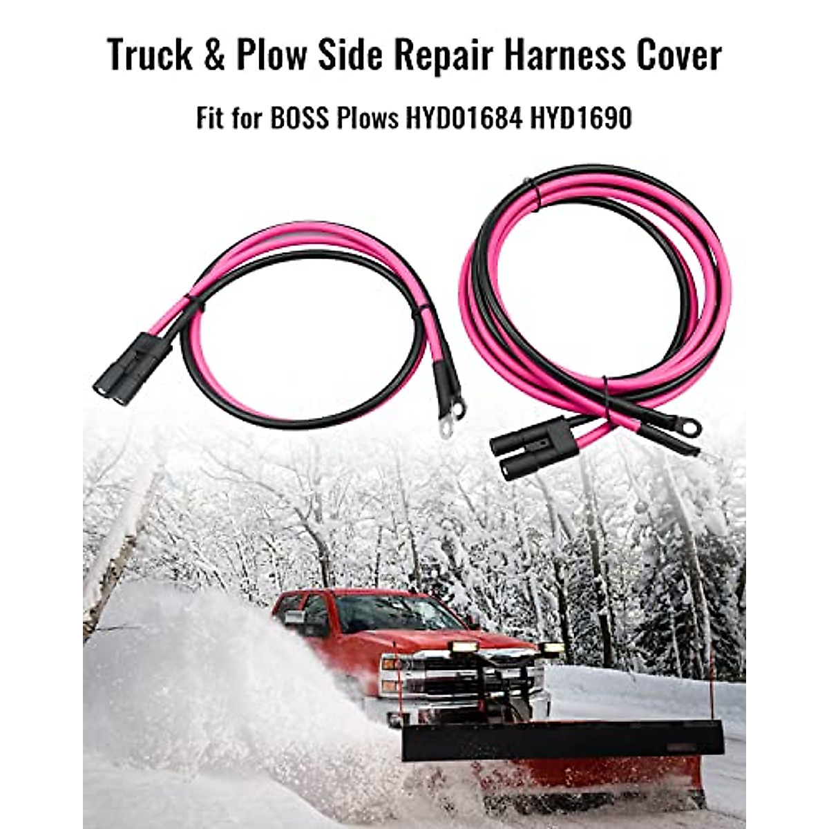 NTSUMI Truck and Plow Side Repair Harness Kit Replace HYD01684 HYD01690 Fit for BOSS Plows, Snow Plow Power Ground Cable Truck Plow Side