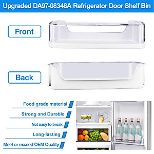 [2 PACK] Upgraded DA97-08348A Refrigerator Door Shelf Bin Replacement for Samsung Refrigerator Parts RS265TDRS RS25H5111BC RS25H5111SR Door Shelf,DA63-05215A for Samsung Fridge Middle Door Shelves