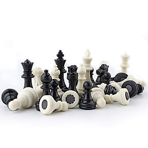 DINOBROS Chess Pieces Only Magnetic Plastic Chessman Set for Replacement of Missing Pieces - Complete Set of 32 Unweighted Game Pawns