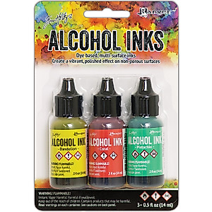 Ranger Key West-Dandelion/Coral/Pistachio Tim Holtz Alcohol Ink .5oz 3/Pkg