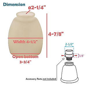Aspen Creative Corporation Aspen Creative 23159-4 Transitional Amber Ceiling Fan Shade, 2-1/4" Fitter, 4-1/2" Diameter x 4-7/8" Height, 4 Pack Replacement Glass, SCAVO