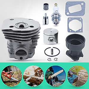 Adefol 44MM Nikasil Plated Chainsaw Cylinder Piston Gasket Replacement Parts Kit for Husqvarna 351 353 346XP with Intake Manifold Needle Bearing Spark Plug