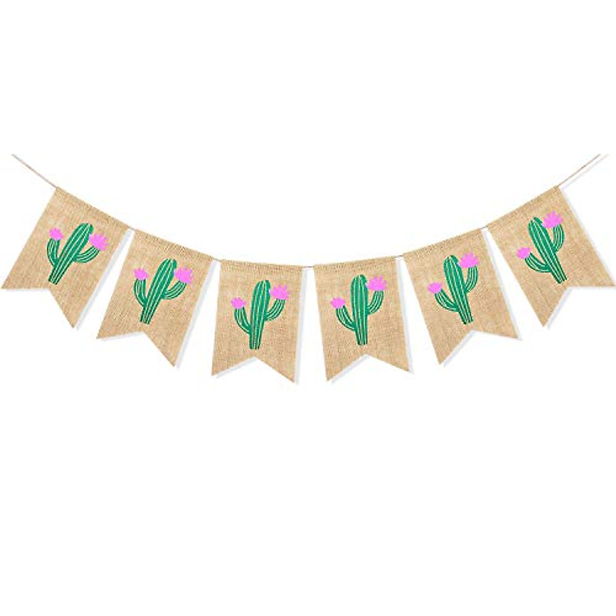 Uniwish Cactus Burlap Banner Garland Summer Hawaiian Green Theme Baby Shower Birthday Party Decorations Mexican Fiesta Festival Décor