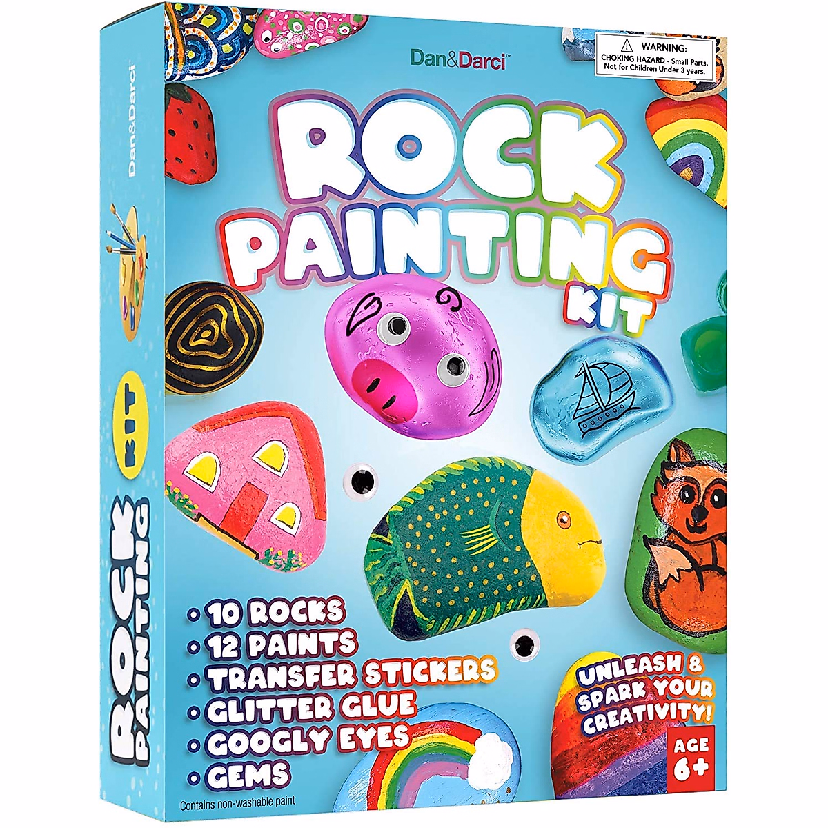 Rock Painting Kit for Kids - Arts and Crafts for Girls & Boys Ages 6-12 - Easter Craft Kits Art Set - Supplies for Painting Rocks - Best Tween Paint Gift Ideas for Kids Activities Age 6 7 8 9 10 11