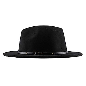 FALETO Two Tone Red Bottom Wide Brim Wool Felt Fedora Hat Panama Hat Casual Jazz Hats for Men Women
