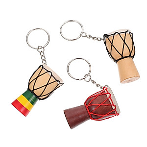 Djembe Drum Keychain African Percussion Drum Charm Pendant Key Ring Mini Percussion Instrument Decor for Car Bag Handbag 3Pcs