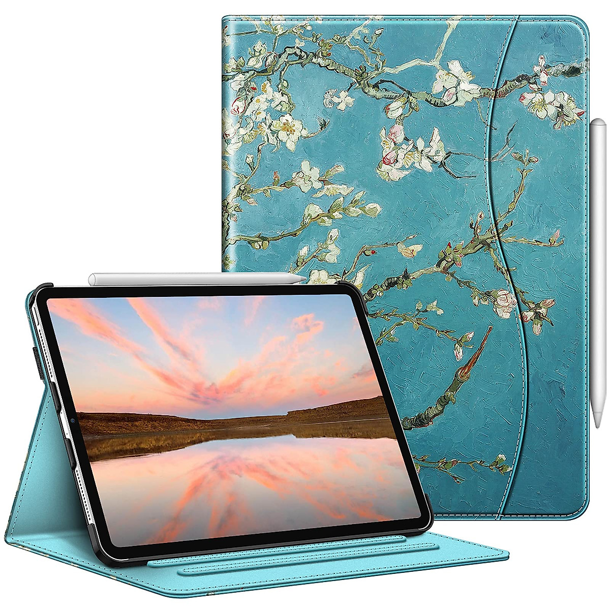 Fintie Case for iPad Pro 11-inch (4th / 3rd Generation) 2022/2021 - Multiple Angles Viewing Folio Stand Cover with Pencil Holder & Pocket, Also Fit iPad Pro 11" 2nd/1st Gen, Blossom