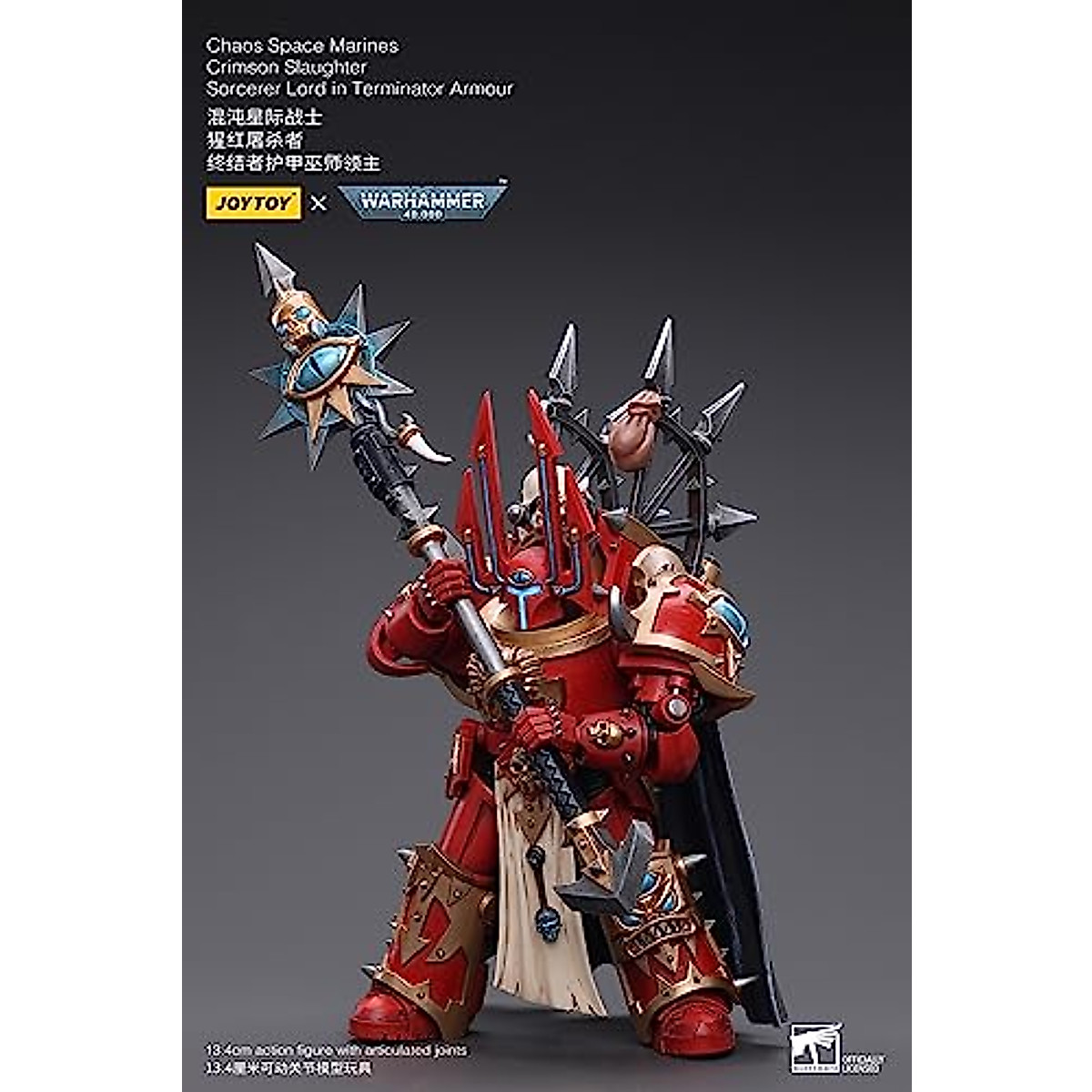JoyToy Warhammer 40K: Chaos Space Marines Crimson Slaughter Sorcerer Lord in Terminator Armour 1:18 Scale Figure