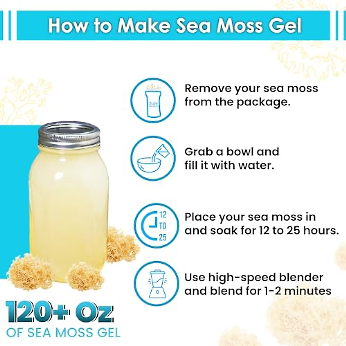 BUIE HOLISTIC HERBS Golden Irish Sea Moss, Pure Wildcrafted, Nutrient-Rich, Dr. Sebi Inspired - Makes 120+ oz Gel | Pure & Natural Raw Gold Irish Sun - Dried Sea Moss for Health & Wellness / (8 oz)