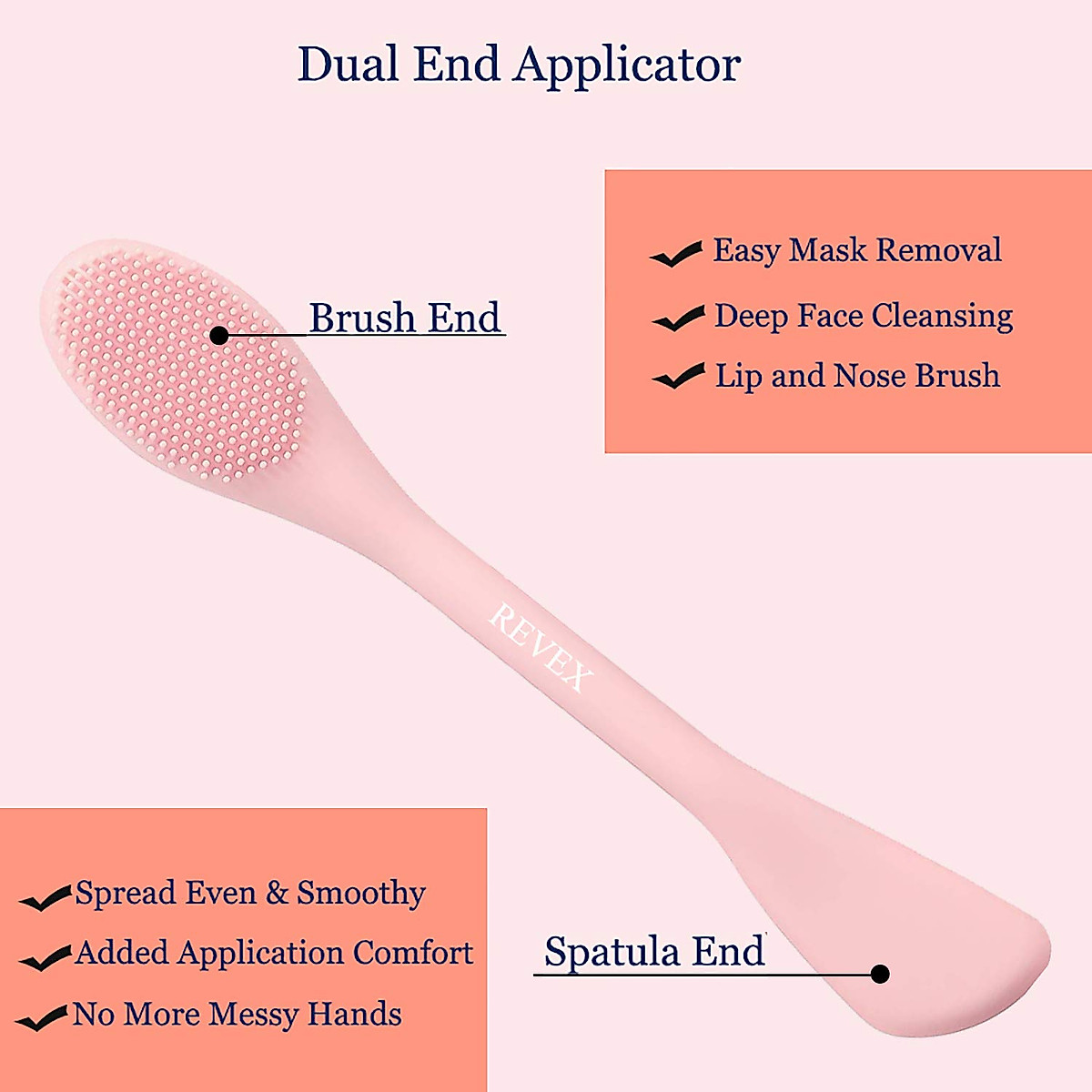 REVEX Silicone Face Mask Applicator,Face Scrubber,2Pcs Mask Applicator Tool for Facial Mud,Facial Cleansing Brushes with Bristles for Makeup Skincare Removal.(Pink+Gray)