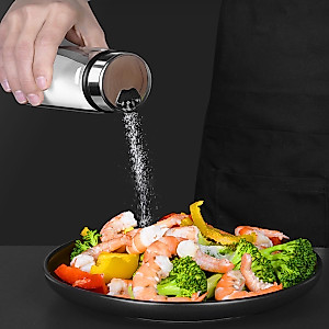 Verdental 7 oz Salt Pepper Shakers with Adjustable Outlet Holes Clear Glass Shaker Bottles Spice Seasoning Cans for Kitchen Decor and Home Restaurant BBQ Camping Farmhouse Kitchen Accessories (200ml)