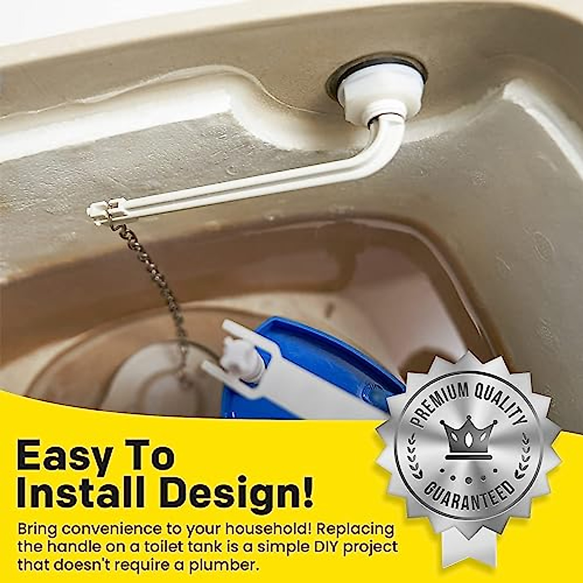 Qualihome Toilet Tank Flush Lever Replacement for American Standard (White, Straight Arm)