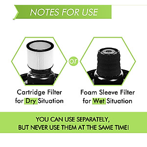 Replacement 90304 90350 90333 9030462 Cartridge Filter Foam Sleeve Compatible with Shop-Vac 5 Gallon Up Wet/Dry Vacuum Cleaners Compare to Part # 90304,90585