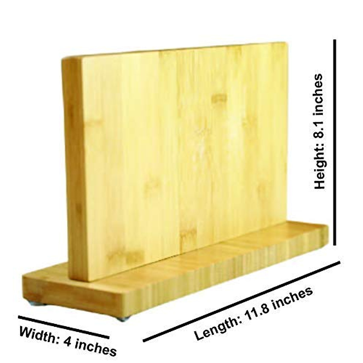 Bamboo Magnetic Knife Block Without Knives - Universal Space Saving Stand for Steak Knives and Cutlery - Kitchen Organizer for Counter or Under Cabinet Storage - Extra Strong Magnetic Knife Holder 