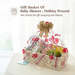 Mkono Macrame Storage Baskets Boho Decor Box Handmade Woven Decorative Countertop Toilet Tank Shelf Cabinet Organizer for Bedroom Livingroom Home, Set of 2, Ivory