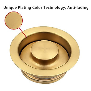 LQS Kitchen Sink Garbage Disposal Flange and Sink Stopper, fit 3-1/2 Inch Standard Sink Drain Hole Color Golden