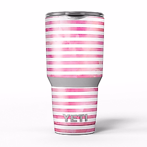 Design Skinz The Grungy Pink Watercolor with Horizontal Lines - Skin Decal Vinyl Wrap Kit Compatible with The Yeti Rambler Cooler Tumbler Cups