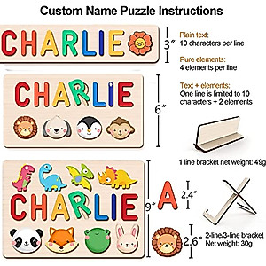 Name Puzzle for Kids Personalized, Custom Wooden Name Puzzle for Toddlers, Educational Baby Name Puzzle Toys, Personalized Name Puzzles for Baby Boy Girl, Customized Puzzles for First Birthday Gifts