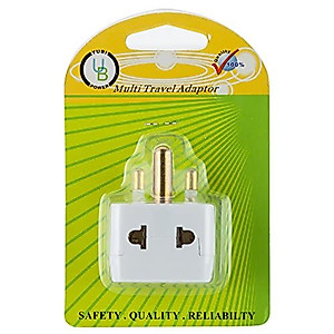 Yubi Power 2 in 1 India Travel Adapter with 2 Universal Outlets - Built in Surge Protector - White Type D Plug Adapter for India, Nepal, Pakistan, Bangladesh, International Power Adapter