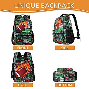 Football Backpack for Boys Girls, Elementary Middle High School Bookbags for Teen Kids, Travel Laptop Backpack for College Students Women Men Durable Lightweight School Bags, 17 Inch Large Back Packs