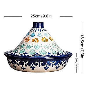 Hand Painted Tajine Cooking Pot With Lid Ceramic Tagine Pot Cooking Pot For Cooking And Stew Casserole Slow Cooker 22.5.30