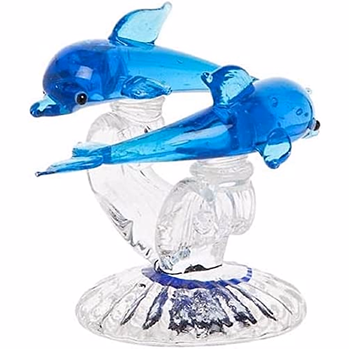 Beachcombers B22489 Dual Dolphins Mini Glass Art, 2.36-inch High