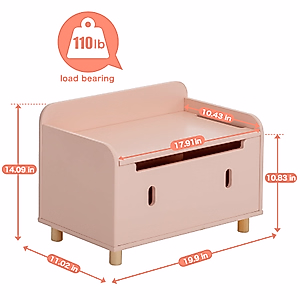 Toy Box for Kids, Wooden Toy Chest, Toy Organizer and Storage for Girls & Boys, Toys Bench Box Playroom Bedroom Living Room (Pink)