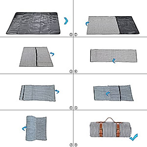 LIYUABU Picnic Blankets,Waterproof Stripe Picnic Mat 59'' x 79'',Portable Extra Large Beach Blanket,Outdoor Blanket Sandproof Insulated with Carry Handle,Perfect for Hiking/Outdoor/Camping/Beach/Park