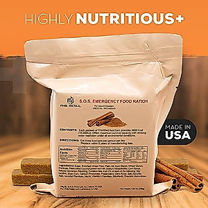SOS Food Rations Emergency 3600 Calories Cinnamon Flavor Food Bar - 3 Day / 72 Hour Package with 5 Year Shelf Life- 1 Pack