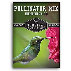 Survival Garden Seeds - Hummingbird Pollinator Mix Wildflower Seed for Planting - Packet with Instructions to Plant and Grow Flowering Plants in Your Home Vegetable Garden - Non-GMO Heirloom Varieties
