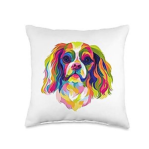 Cavalier King Charles Spaniel Dog Gifts Men Women Pop Art Cavalier King Charles Spaniel Cute Dog Lover Gift Throw Pillow, 16x16, Multicolor