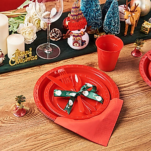 175-Piece Red Dinnerware Set - Includes Plates, Cups, Napkins, Cutlery - Disposable Party Supplies
