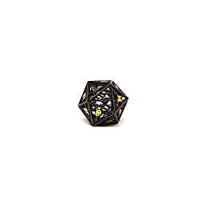 Hollow Dice of Devine Retribution - Metal Polyhedral Dice with Swords and Shields Design (Gun Metal D20)
