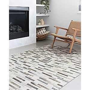 Loloi II Maddox Collection MAD-01 Ivory/Grey, Contemporary 7'-6" x 9'-6" Area Rug